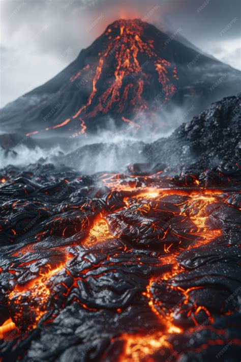 자연 재해 화산 폭발 Ai 생성 이미지