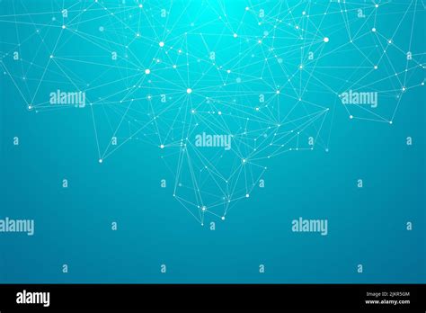 Abstract plexus background with connected lines and dots. Wave flow. Plexus geometric effect Big ...