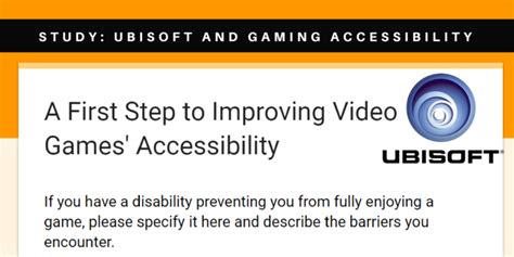 Study Ubisoft And Gaming Accessibility Chronic Sex