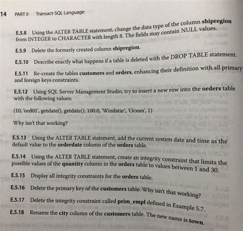 Solved Exercises Part II E 5 1 Using The CREATE DATABASE Chegg