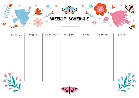 Cute Weekly Schedule Template Free Vector Cute Hand Drawn Weekly