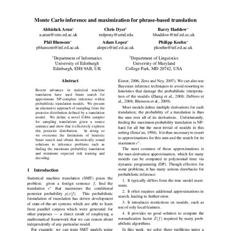 Monte Carlo Inference And Maximization For Phrase Based Translation Acl Anthology