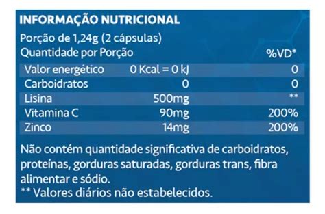 Lisemune 60 Cap 500mg Cloridrato De Lisina Parcelamento Sem Juros