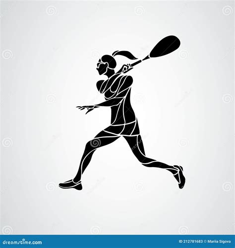 Squash Player Female Creative Abstract Silhouette Vector Stock Vector