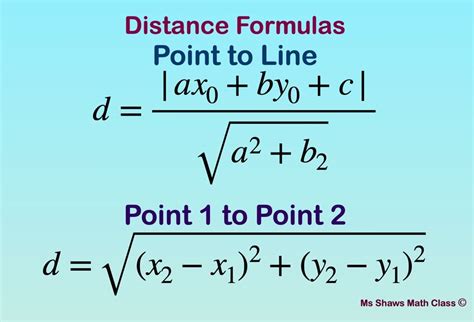 Distance Formulas Point To Line Point To Point Distance Formula Worksheets Formula
