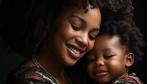 Premium Photo African Mother And Son Embrace Radiating Love And