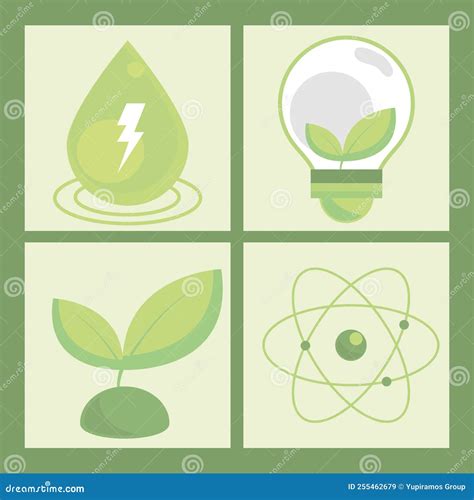 Green Energy Icon Set Stock Vector Illustration Of Plant 255462679