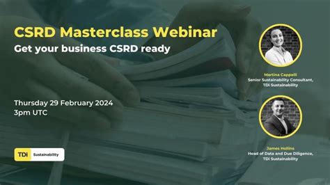 Tdi Csrd Masterclass Webinar Tdi Sustainability Posted On The Topic