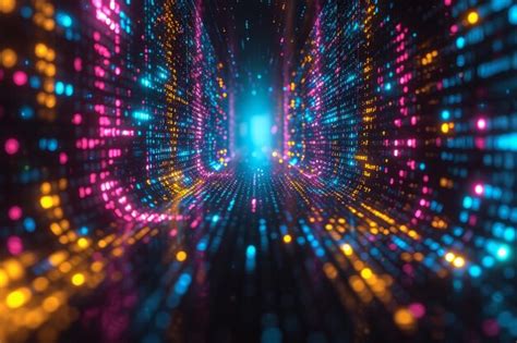Premium Photo Binary Tunnel Of Glowing Particles