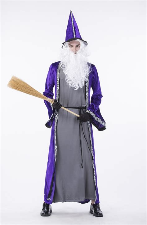 万圣节成人男款老巫师魔术魔法师cos巫师长袍森林精灵阿拉伯服装 阿里巴巴