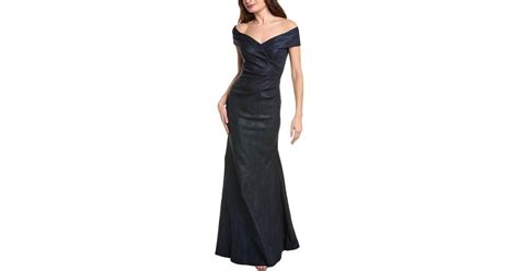 Teri Jon Jacquard Gown In Blue Lyst