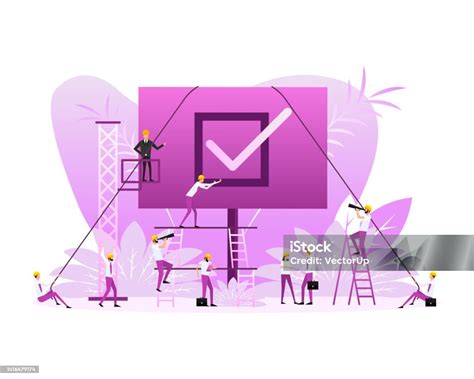 Tanda Centang Orang Tanda Centang Orang Dalam Gaya Datar Ilustrasi Stok