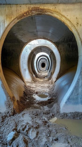 Concrete Tunnel With Multiple Arcs Premium Ai Generated Image