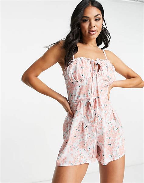 Parisian Camisole Playsuit In Rosa Mit Blumenmuster Asos