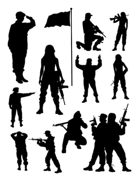 Premium Vector Female Soldier Silhouette