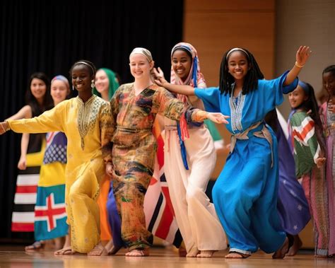 Une Célébration Multiculturelle Dans Lauditorium De Lécole Avec Des élèves En Tenue