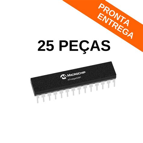 Kit 25 Peças Circuito Integrado Atmega328p Pu Pdip 28 Pth Circuitos