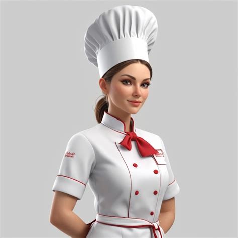 Premium Psd A Woman In A Chef Outfit With A Red Bow Tie
