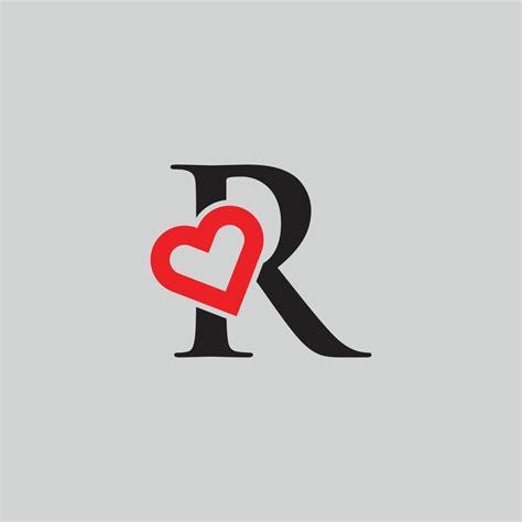 Logo Heart Letter R Beautiful Vector Love Logo Design R Love Outline