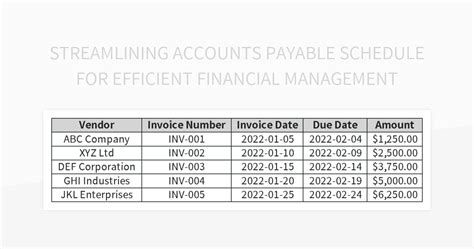 Streamlining Accounts Payable Schedule For Efficient Financial Management Excel Template And ...