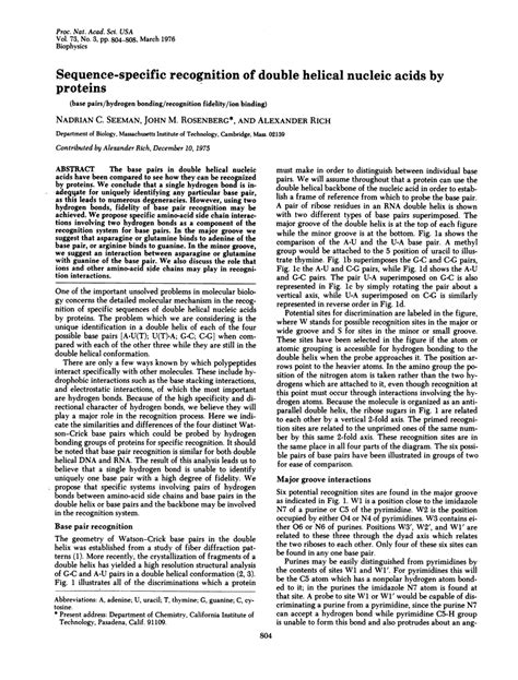 Sequence Specific Recognition Of Double Helical Nucleic Acids By Proteins Pmc