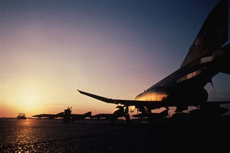 Air National Guard Rf 4c Phantom Ii Aircraft Are Silhouetted By The Sun