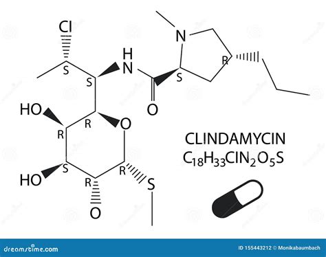 Vector Illustration Of Chemical Structural Formular Of Clindamycin An