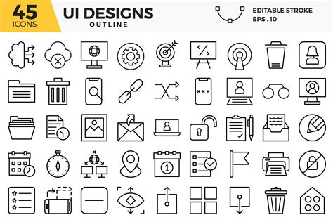 Ui Design Outline Icons Set The Collections Include For Web Design App Design Ui Design