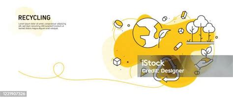 回收和零廢物向量橫幅設計理念概述線圖示向量插圖範本的網站 演示文稿等向量圖形及更多循環再造圖片 循環再造 削減 循環再用 Istock