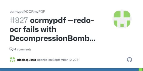 Ocrmypdf Redo Ocr Fails With Decompressionbomberror On Small Pdf