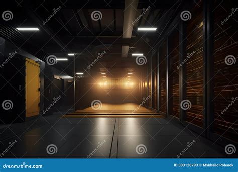 Shot Of Data Center With Multiple Rows Of Fully Operational Server Racks Modern