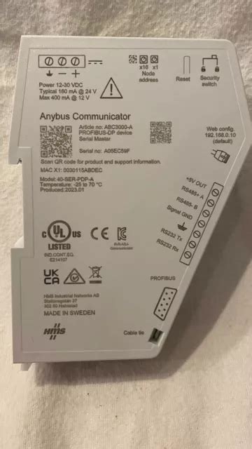 ANYBUS ABC3000 A COMMUNICATOR PROFIBUS Master Seriale PROFIBUS Slave
