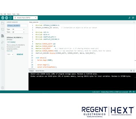 Arduino Nano Esp32 And Dfrobot Gravity I2c Non Contact Ir Temperature Measuring Device Regent