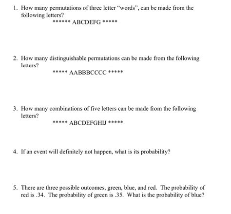 Solved 1. How many permutations of three letter “words”, can | Chegg.com