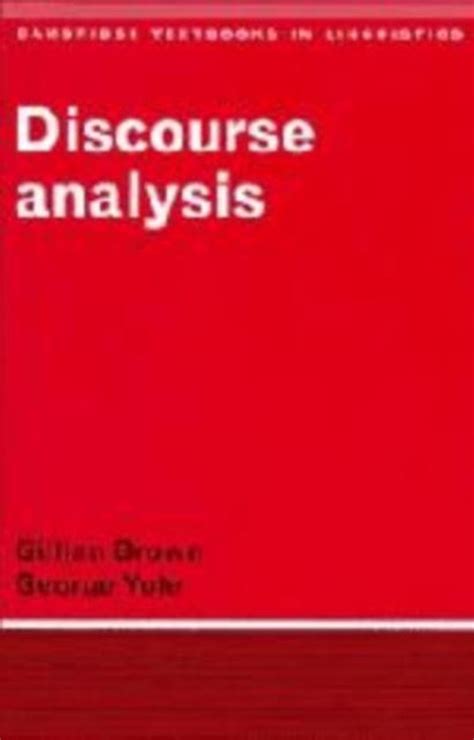Discourse Analysis Gillian Brown 9780521241441 Boeken Bol
