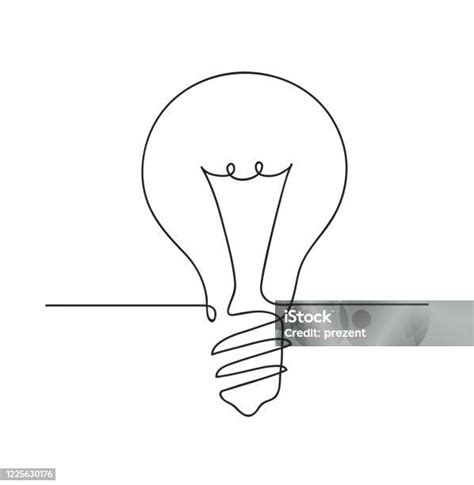 Symbole Dampoule Concept Didée Dessin Continu Dart De Ligne