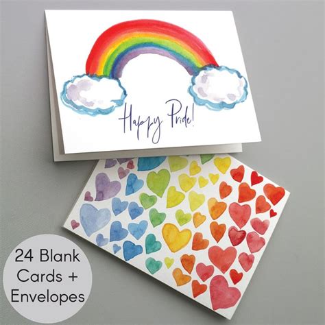24 Rainbow Gay Pride Cards 24 Bulk Blank Cards Envelopes Lgbt Rainbow