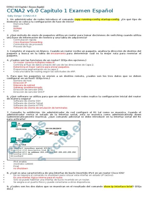 Ccna2 V60 Capítulo 1 Exam Pdf Enrutador Computación Dirección Ip