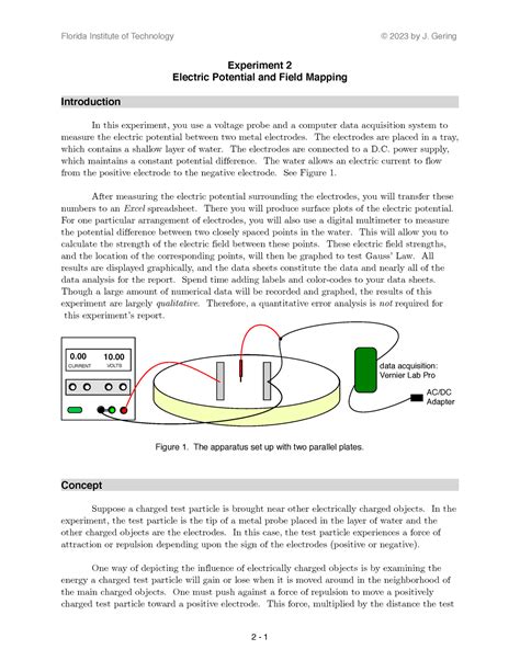 02 Potential And Field Mapping Experiment 2 Electric Potential And