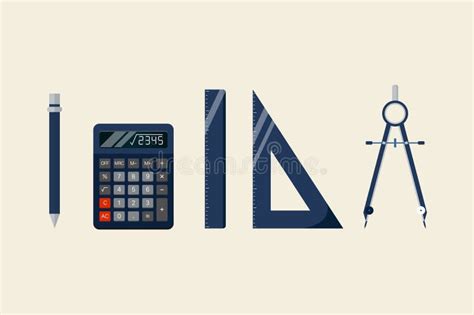 Math Tools For Geometry Drawing Measurements Stock Illustration
