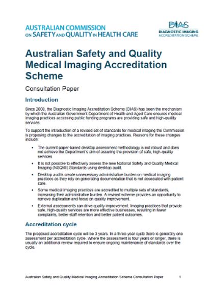 Australian Safety And Quality Medical Imaging Accreditation Scheme Australian Commission On