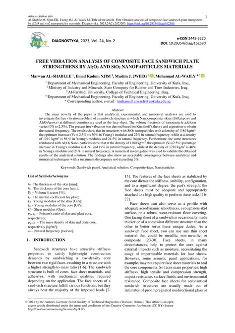 Pdf Free Vibration Analysis Of Composite Face Sandwich Plate Strengthens By Al2o3 And Sio2