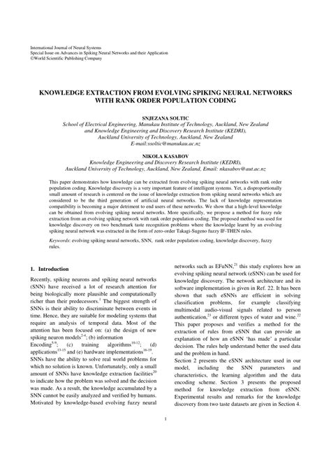 Pdf Knowledge Extraction From Evolving Spiking Neural Networks With