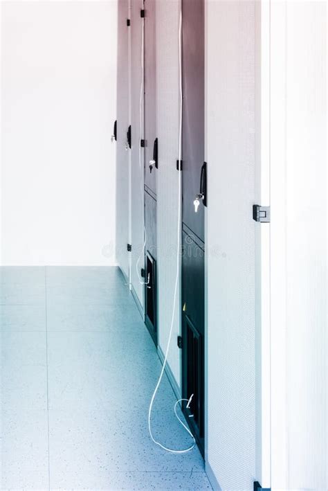 Server Room With A Row Of Server Racks Stock Image Image Of Data