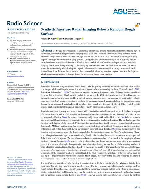 Pdf Synthetic Aperture Radar Imaging Below A Random Rough Surface