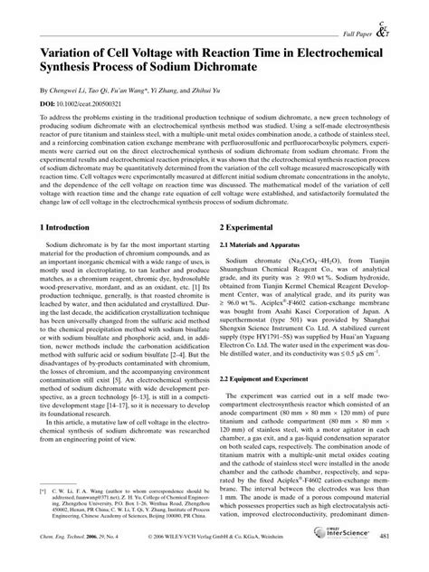 PDF Variation Of Cell Voltage With Reaction Time In Electrochemical