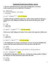 Practice Problems For Exponential Growth Decay Answers Docx Exponential Growth Decay