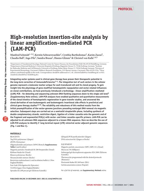 Pdf High Resolution Insertion Site Analysis By Linear Amplification