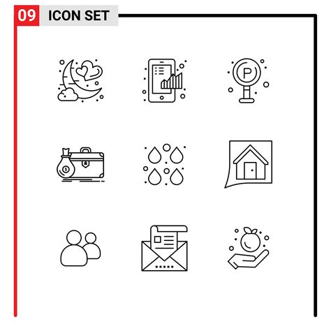 9 Universal Outline Signs Symbols Of Open Business Graph Briefcase Traffic Editable Vector