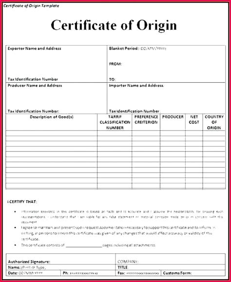 5 Cafta Certificate Of Origin Form Download 41135 Fabtemplatez